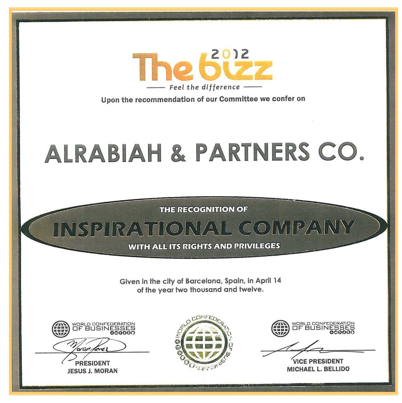 AWARD: The Bizz Europe – Spain - Alrabiah Consulting Engineers